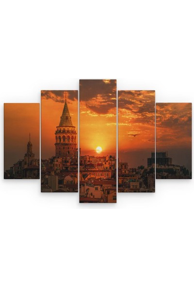 Galata Kulesi Istanbul 5 Parça Mdf TABLOTGTB154