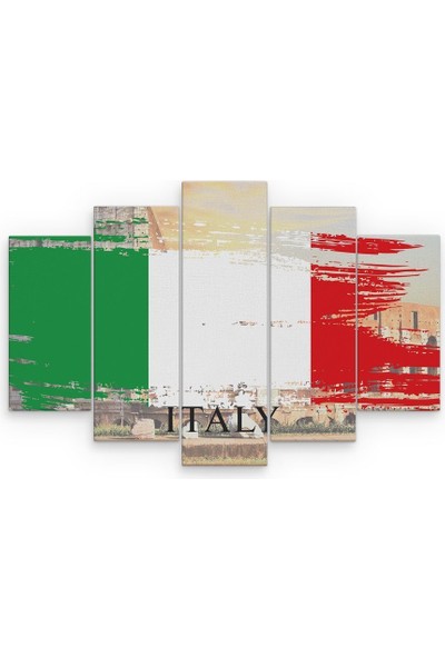 Italya Bayrağı 5 Parça Mdf TABLOTGTB404 Italya Bayrağı 5 Parça Mdf TABLOTGTB404
