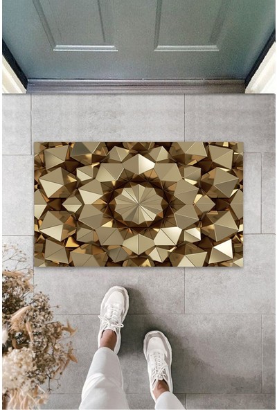 Parla Dijital Baskı Gold Üçgen Dijital Paspas PS1066