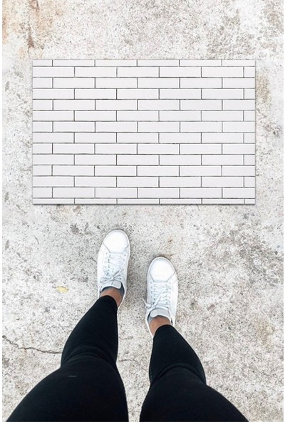 Parla Dijital Baskı Beyaz Taş Duvar Desen Kapı Önü Paspası PS1379 Parla Dijital Baskı Beyaz Taş Duvar Desen Kapı Önü Paspası PS1379