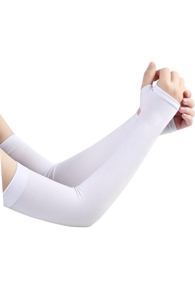 Uv Güneş Koruma Kol Kollu Soğutma Spor Kolları Voleybol Beyaz Koşu