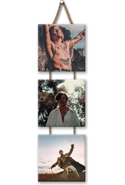 Harry Styles 3 Parça Ipli Mdf TABLOTLH2629 Harry Styles 3 Parça Ipli Mdf TABLOTLH2629