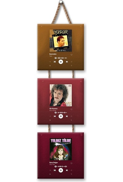 90'lar Spotify Karekodlu 3 Parça Ipli Mdf TABLOTLH1545 90'lar Spotify Karekodlu 3 Parça Ipli Mdf TABLOTLH1545
