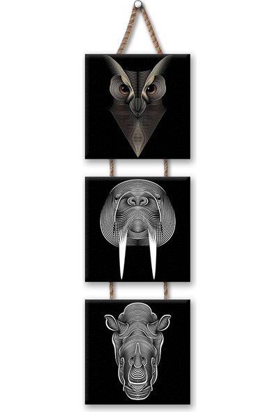 Hayvanlar 3 Parça Ipli Mdf TABLOTLH1081