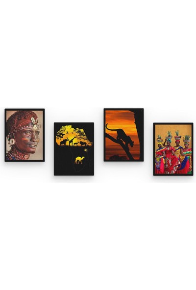 Afrika 4 Parça Mdf TABLOSLA577