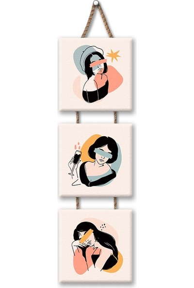 Modern Yüzler 3 Parça Ipli Mdf TABLOTLH1169