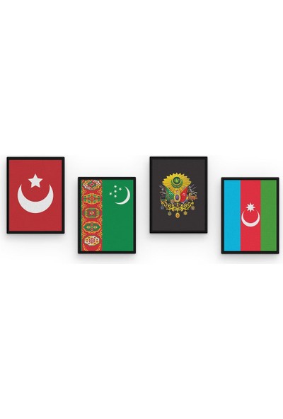 Türk Devletleri 4 Parça Mdf TABLOSLA657 Türk Devletleri 4 Parça Mdf TABLOSLA657