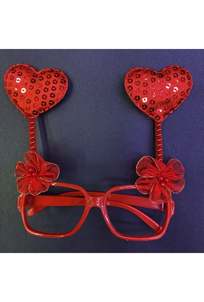 Elasya Hediyelik Kırmızı Renk Kalp Figürlü Camsız Metalize Parti Gözlüğü Elasya Hediyelik Kırmızı Renk Kalp Figürlü Camsız Metalize Parti Gözlüğü