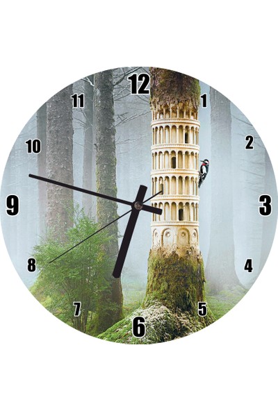 Cakatablo Ağaçkakan ve Antik Roma Sütun Benzetmesi Duvar Saati (Çap 50X50 cm ) Cakatablo Ağaçkakan ve Antik Roma Sütun Benzetmesi Duvar Saati (Çap 50X50 cm )