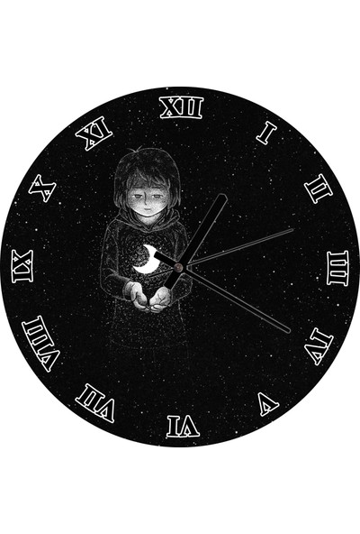 Cakatablo Gece Yıldızlar Çocuk Duvar Saati (Çap 30X30 Cm)