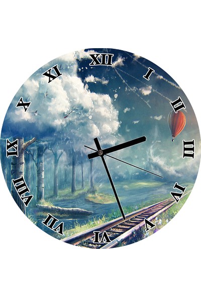 Cakatablo Demir Yolu Uçan Balon Duvar Saati (Çap 50X50 cm ) Cakatablo Demir Yolu Uçan Balon Duvar Saati (Çap 50X50 cm )