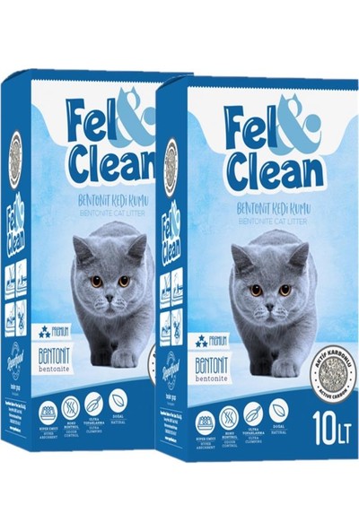 Fel&clean Süper Aktif Karbonlu Topaklanan Kedi Kumu 10 Lt x 2 Adet Fel&clean Süper Aktif Karbonlu Topaklanan Kedi Kumu 10 Lt x 2 Adet