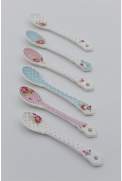 Porselen Renkli 6'lı Çay Kaşığı Renkli