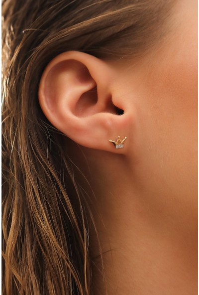 Kadın 14 Ayar Altın Taç Piercing