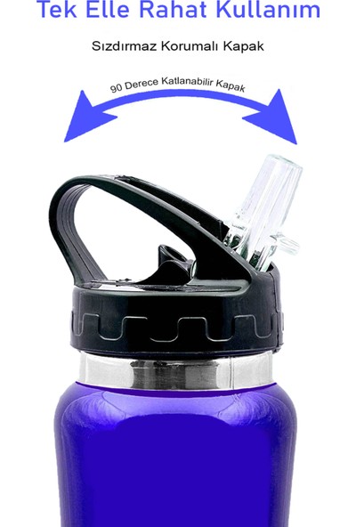 El Yakmaz Çift Katman Paslanmaz Çelik Emzikli - Pipetli Termos 750ML Mavi Matara Suluk El Yakmaz Çift Katman Paslanmaz Çelik Emzikli - Pipetli Termos 750ML Mavi Matara Suluk