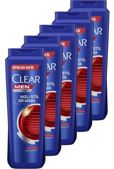 Clear Men Hızlı Stil 2si1 Arada Şampuan 600 Ml. Beşli Set Clear Men Hızlı Stil 2si1 Arada Şampuan 600 Ml. Beşli Set