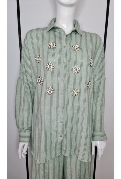 Taşlı Keten Gömlek