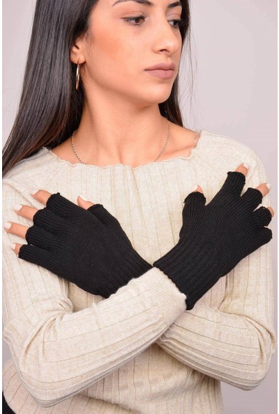 Kadın Siyah Parmaksız Eldiven