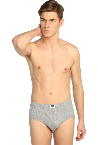 Erkek Gri 6'lı Paket Pamuk Slip