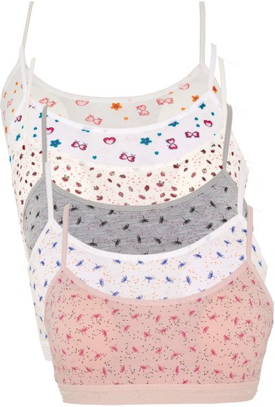 Genç Kız 6'lı Pedli Ip Askı Desenli Ilk Sütyen Büstiyer