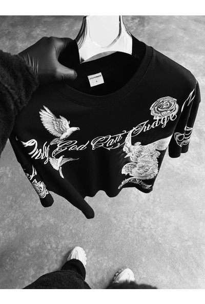 Baskılı Oversize T-Shirt Siyah