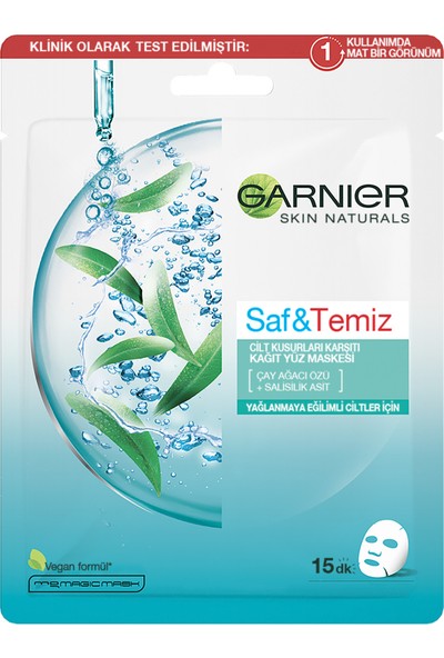 Garnier Saf&Temiz Cilt Kusurları Karşıtı Kağıt Yüz Maskesi
