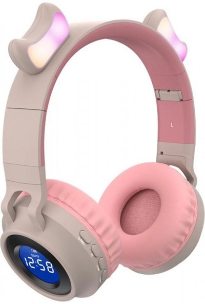 Karler Bass JR-028B Rgb Işıklı Kablosuz Kedi Kulaklık - Bej