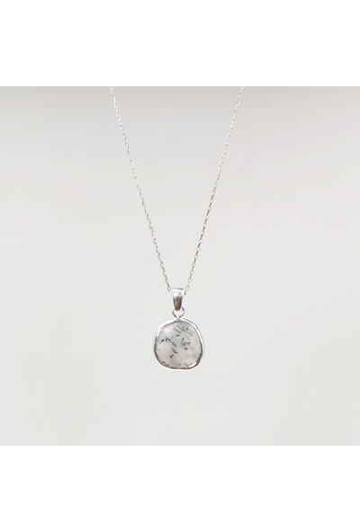 Hayal Sihirbazı 925 Ayar Gümüş Dentritik Agat Doğal Taşlı Kadınkolye