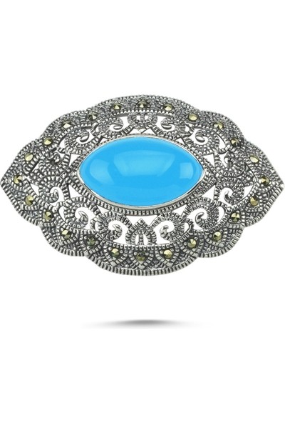 Gümüşhane Silver Turkuaz & Markazit Taşlı Broş Gümüşhane Silver Turkuaz & Markazit Taşlı Broş