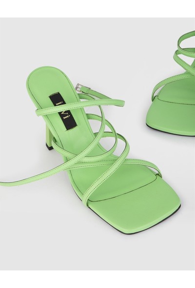 İLVİ Janika Deri Kadın Yeşil Topuklu Sandalet