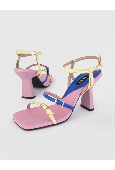 İLVİ Helmi Deri Kadın Pembe Topuklu Sandalet