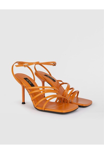 İLVİ Sonja Deri Kadın Turuncu Topuklu sandalet