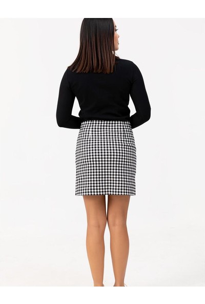 Essporium Store Ekose Mini Yırtmaçlı Etek