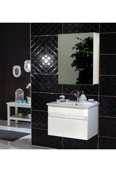 Ardiyen Tuna 65 V6 Hg Max Beyaz Mdf Lam(65*45)Banyo Mobilya Takımı
