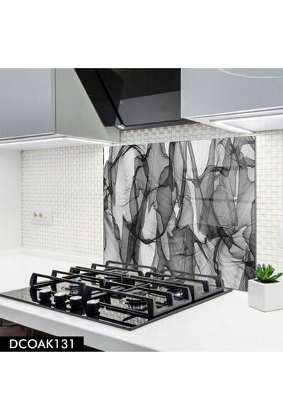 Paulpi 50X50 cm Cam Ocak Arkası Koruyucu Ankastre Arkası Koruyucu | Siyah Dali