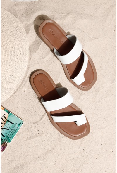 Gönderi(R) Hakiki Deri Parmak Arası Kadın Terlik 35061