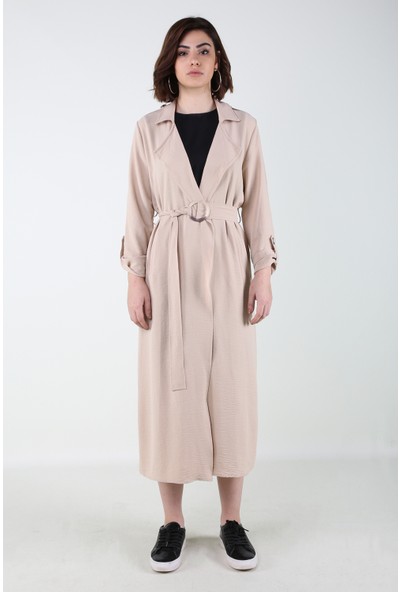 Z Giyim Kadın Bej Apolet Detaylı Kemerli Kap Z Giyim Kadın Bej Apolet Detaylı Kemerli Kap