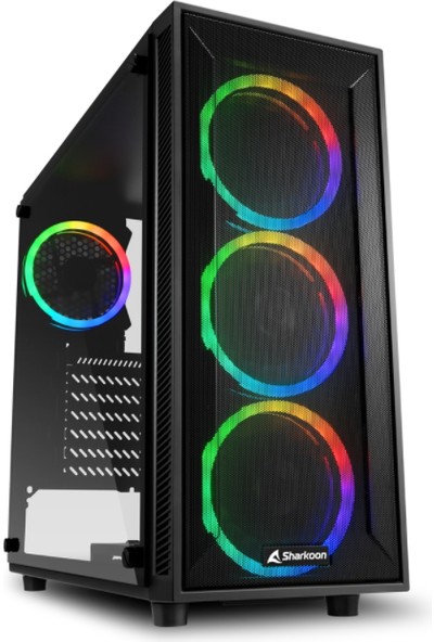 Sharkoon Tempered Cam RGB ATX Bilgisayar Kasası Siyah Sharkoon Tempered Cam RGB ATX Bilgisayar Kasası Siyah