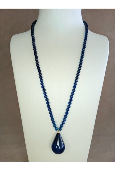 Amber By Mazukna Mavi Karayip Damla Kehribar Kolye