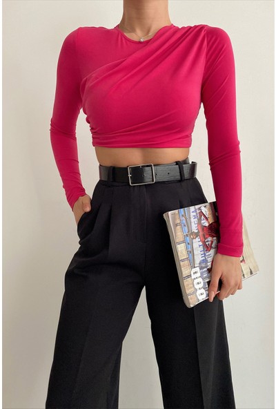 MyLove Önü Kruvaze Sandy Bluz Fuşya