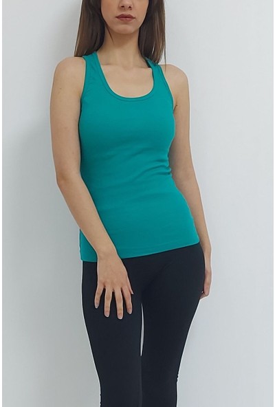 Laviyosa Arkası Kelebek Nakışlı Atlet Turkuaz