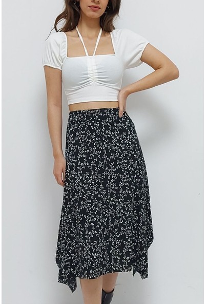 Laviyosa Büzgülü Crop Bluz Beyaz