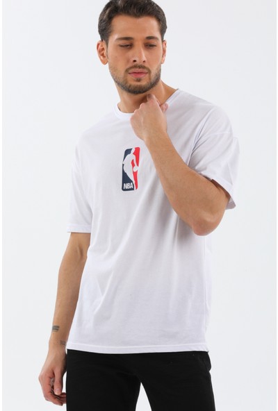 Quilez Unisex Beyaz Baskılı Oversize T-Şhirt