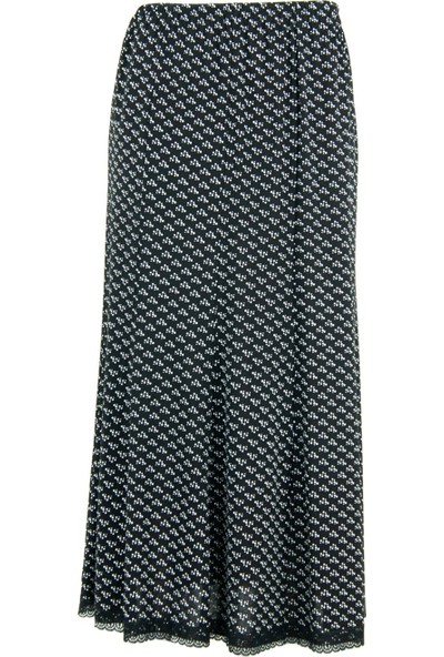 Oppland Kadın Anne Butik Etek Puantiyeli Rahat Kesim Viskon Penye Kumaş Uzun Boy