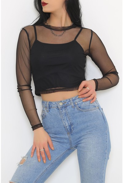 Atletli Tül Bluz Siyah Atletli Tül Bluz Siyah