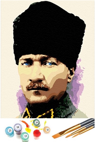 Tabdiko Sayılarla Boyama Seti 40 x 50 cm Tuval Şasesine Gerili Atatürk