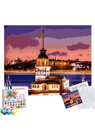 Tabdiko Sayılarla Boyama Seti 40 x 50 cm Tuval Şasesine Gerili Kız Kulesi Tabdiko Sayılarla Boyama Seti 40 x 50 cm Tuval Şasesine Gerili Kız Kulesi
