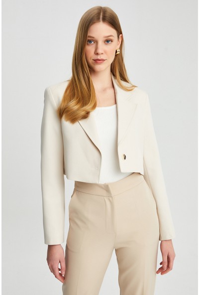 Parkkaron Kadın Tek Düğme Kısa Blazer Ceket