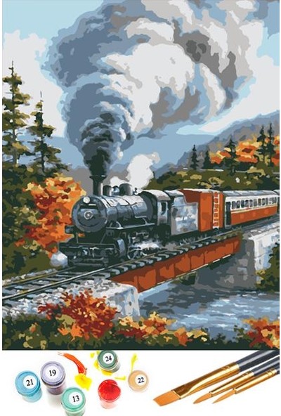 Tabdiko Sayılarla Boyama Seti 40 x 50 cm Tuval Şasesine Gerili Kara Tren Tabdiko Sayılarla Boyama Seti 40 x 50 cm Tuval Şasesine Gerili Kara Tren