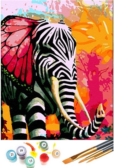 Tabdiko Sayılarla Boyama Seti 40 x 50 cm Tuval Şasesine Gerili Fil Kolaj Tabdiko Sayılarla Boyama Seti 40 x 50 cm Tuval Şasesine Gerili Fil Kolaj